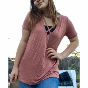Bozzolo | Tops | Soft Blush Colored Strappy Tee | Poshmark